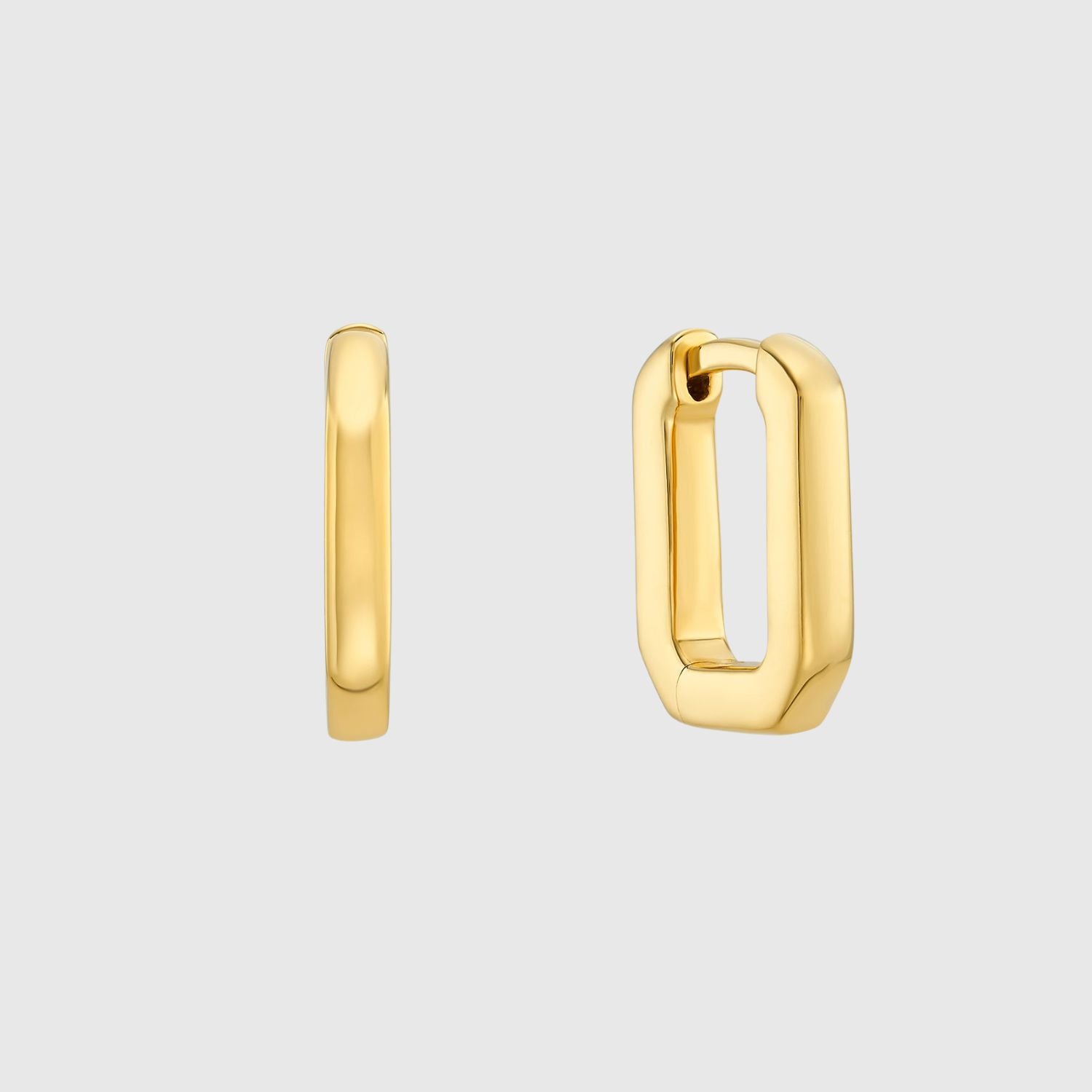 Auree x The Edit Button Gold Rectangular Hoop Earring | Auree Jewellery