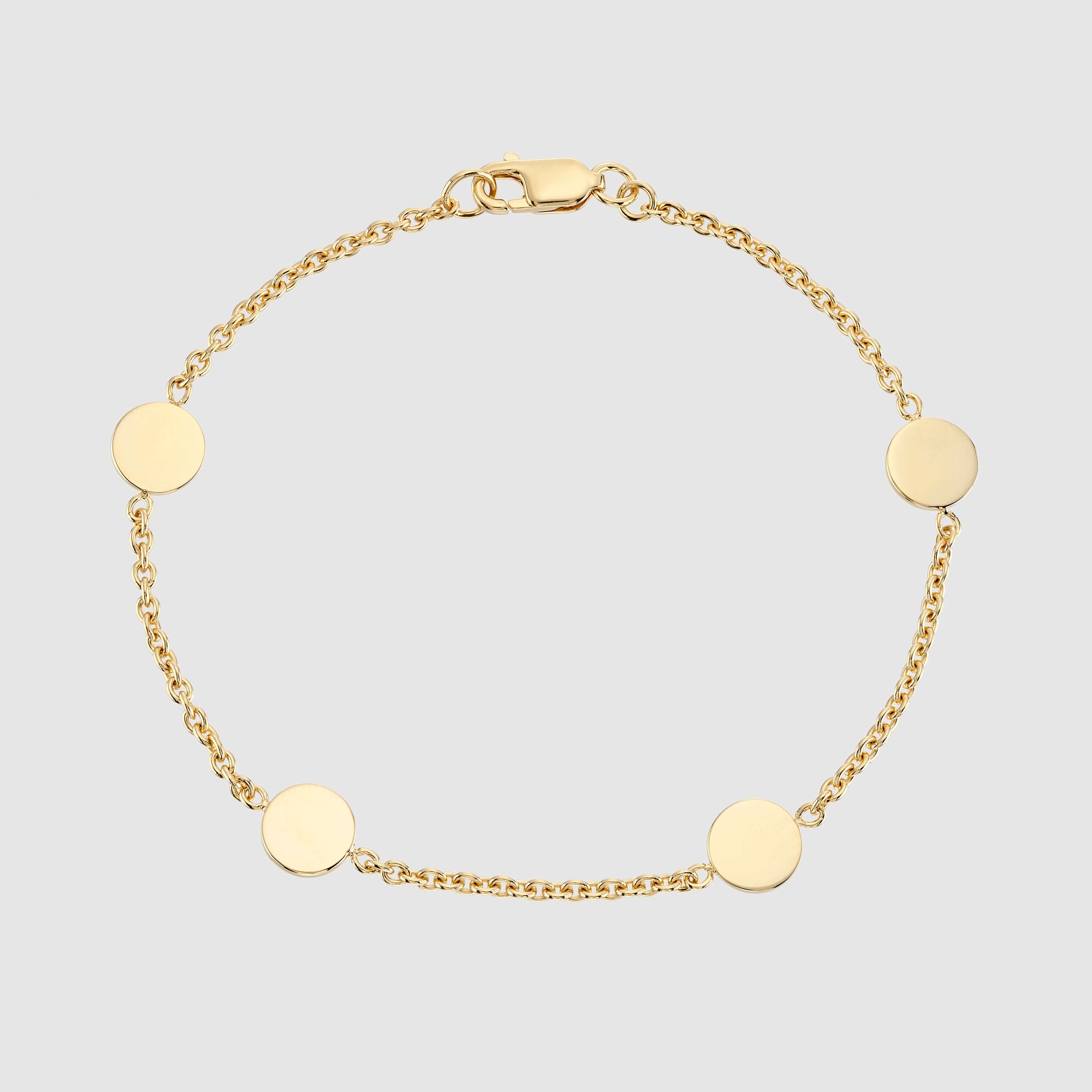 Personalised Gold Four Disc Bracelet | Gold Vermeil | Auree Jewellery
