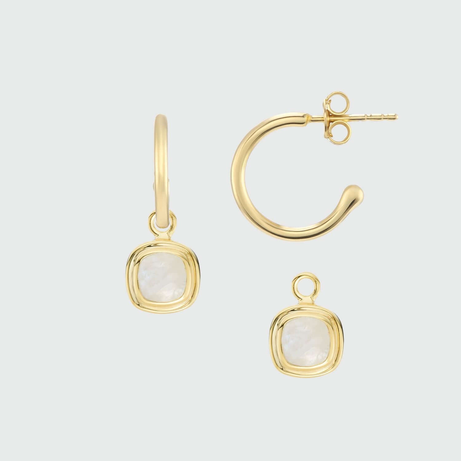 Moonstone Drop and Hoop Earrings | Gold Plated | Auree Jewellery