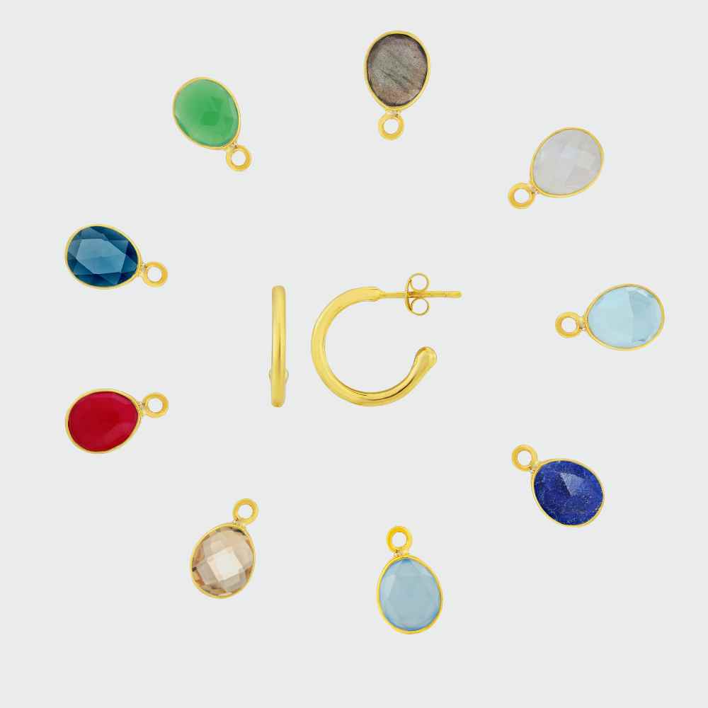 Gold & Gemstone Interchangeable Hoop Earrings | Auree Jewellery