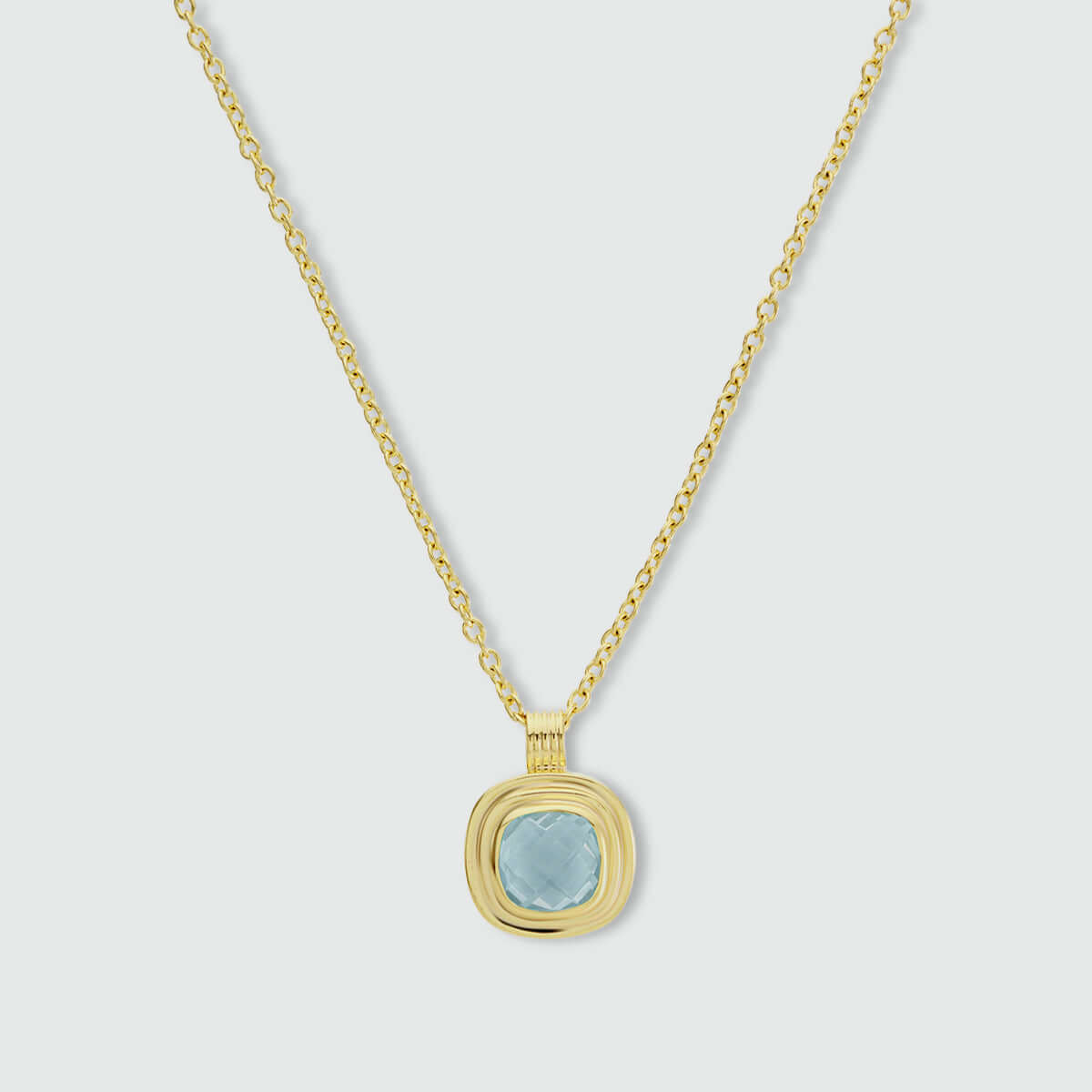 Blue Topaz Pendant, Blue Topaz Necklace, Cushion Cut, 8ct Gold on ...