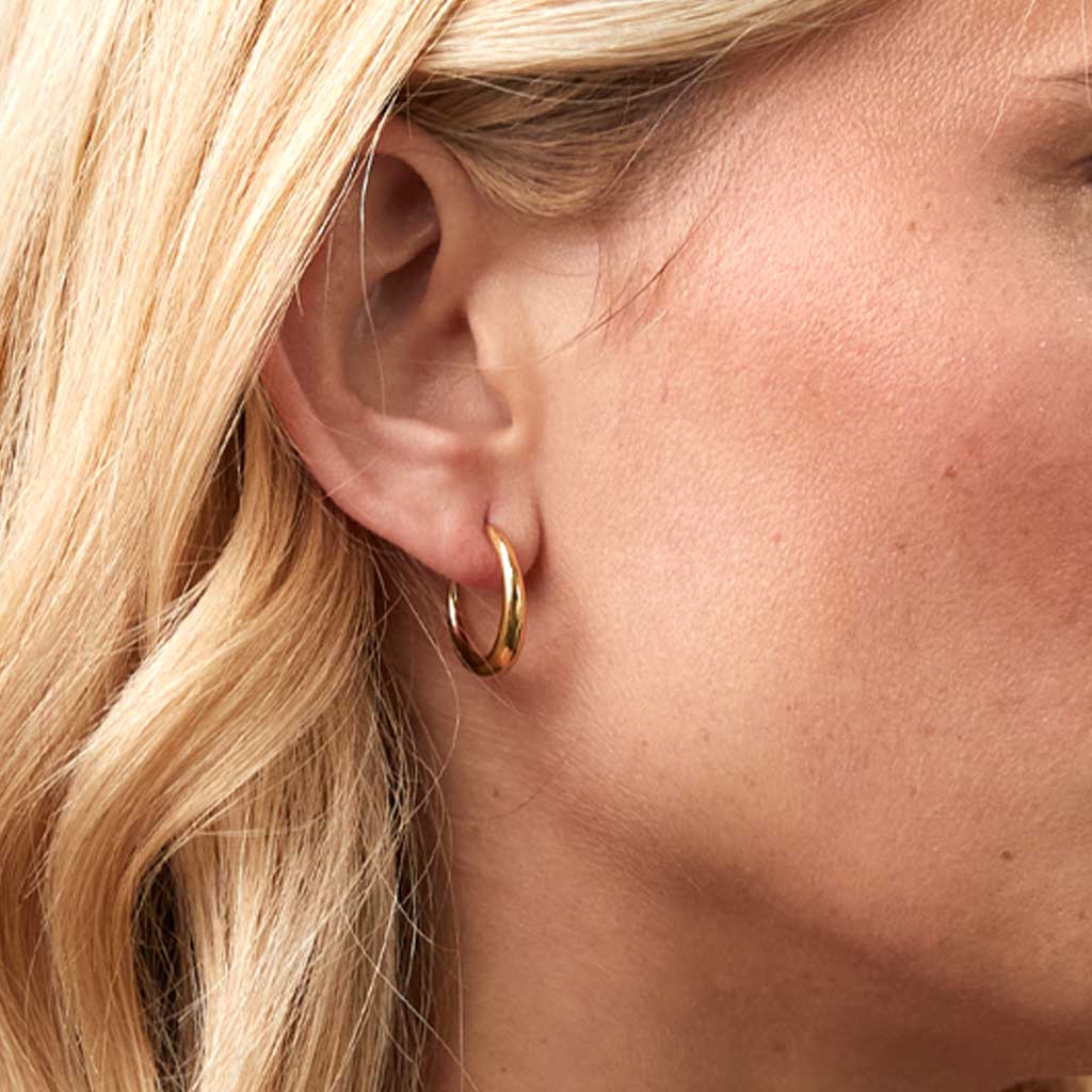 Moon Hoop Earrings, Gold Vermeil Crescent Shaped Hoops - Auree Jewellery