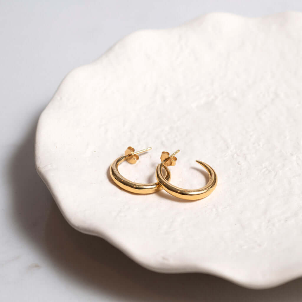 Moon Hoop Earrings, Gold Vermeil Crescent Shaped Hoops - Auree Jewellery