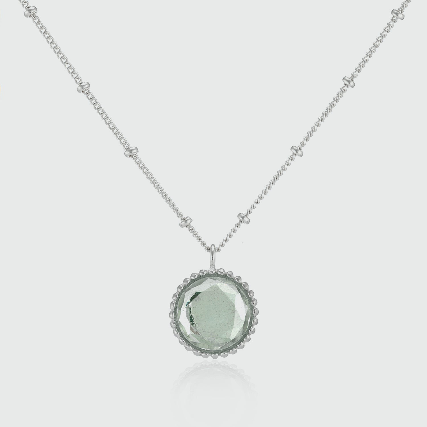 Sterling Silver August Birthstone Necklace Green Amethyst | Auree Jewellery
