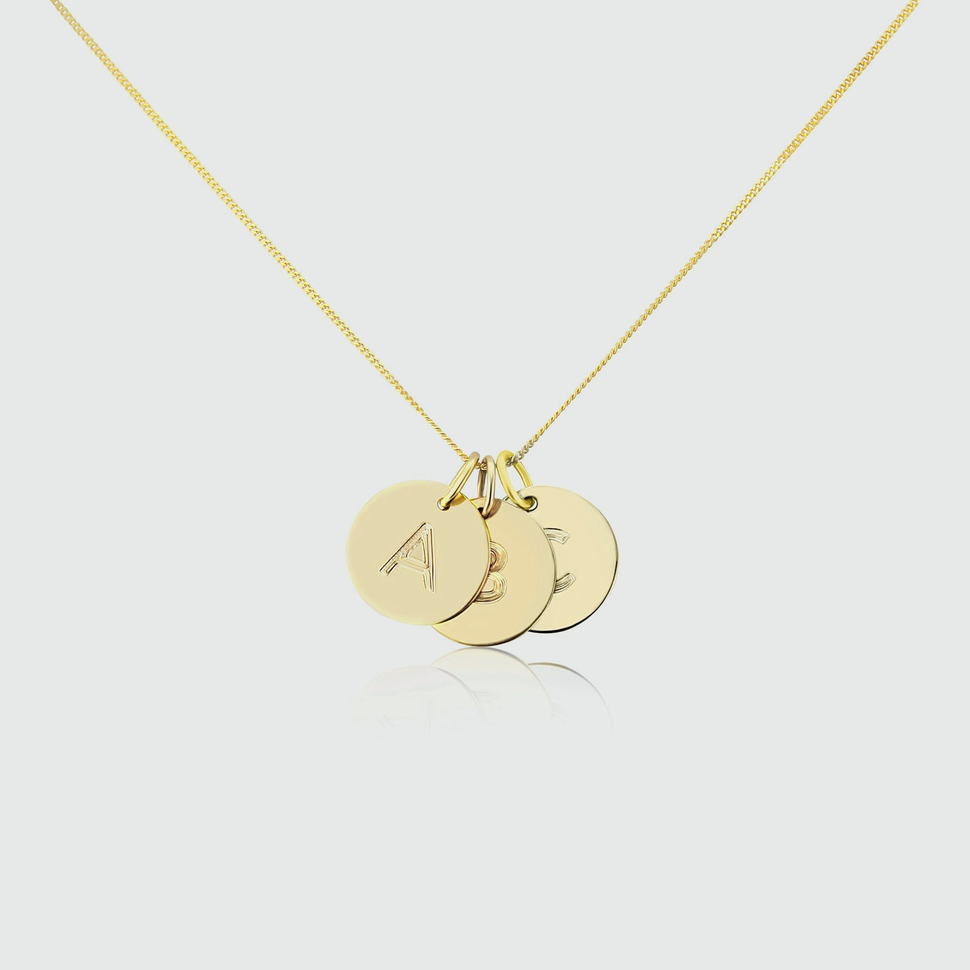 Triple Engraved Disc Pendant | 9ct Yellow Gold | Auree Jewellery