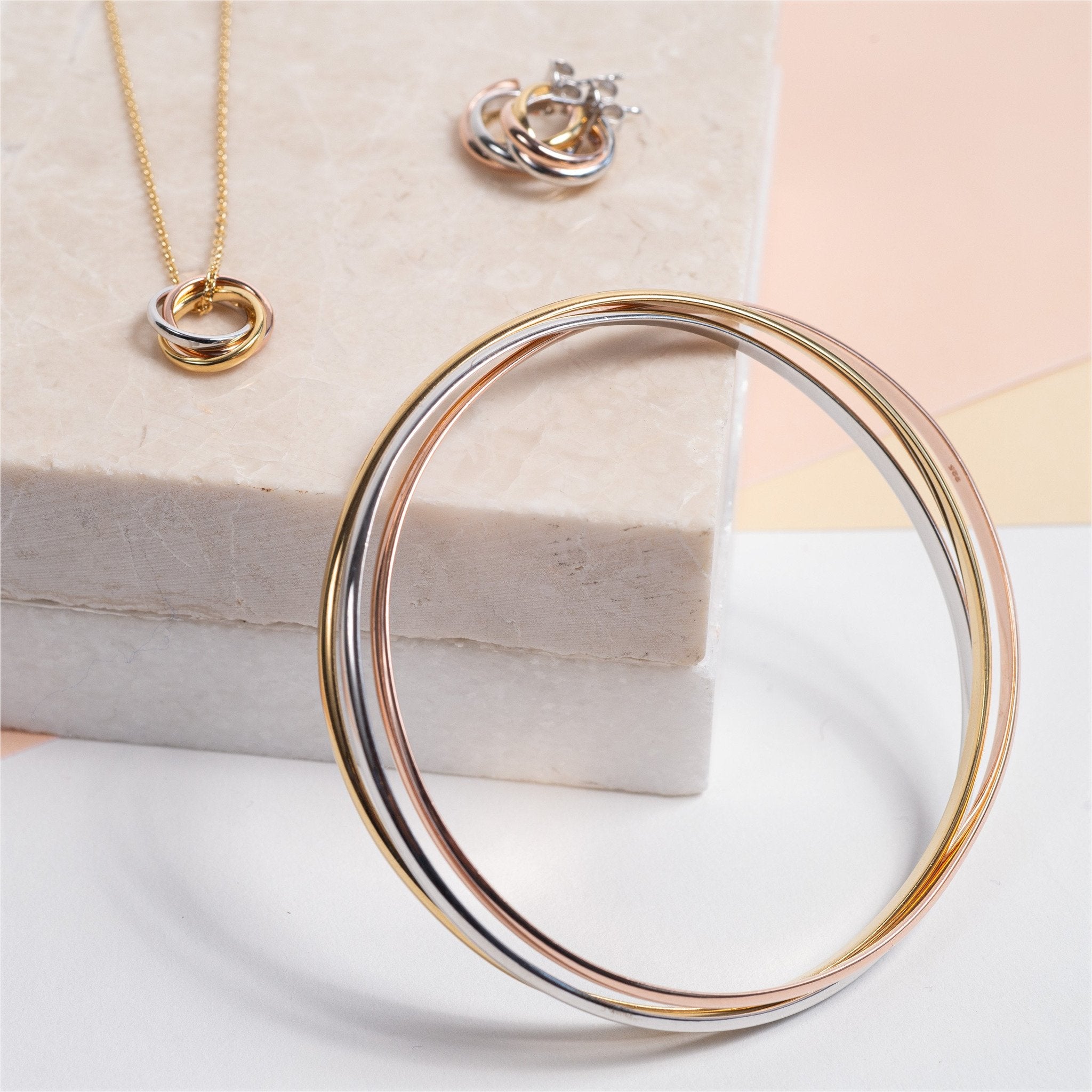 Russian Wedding Bangle | Three Colour Gold Vermeil | Auree Jewellery