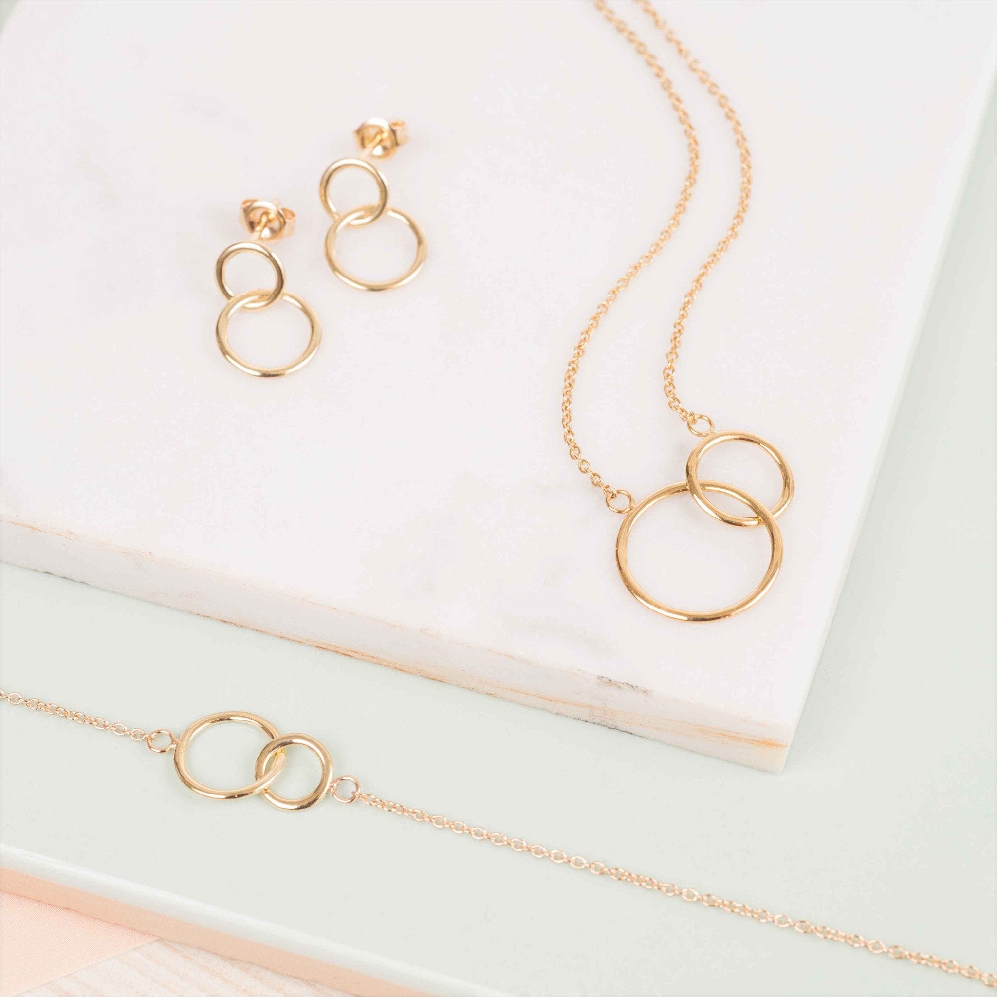 Double Circle Earrings | 9ct Yellow Gold | Auree Jewellery