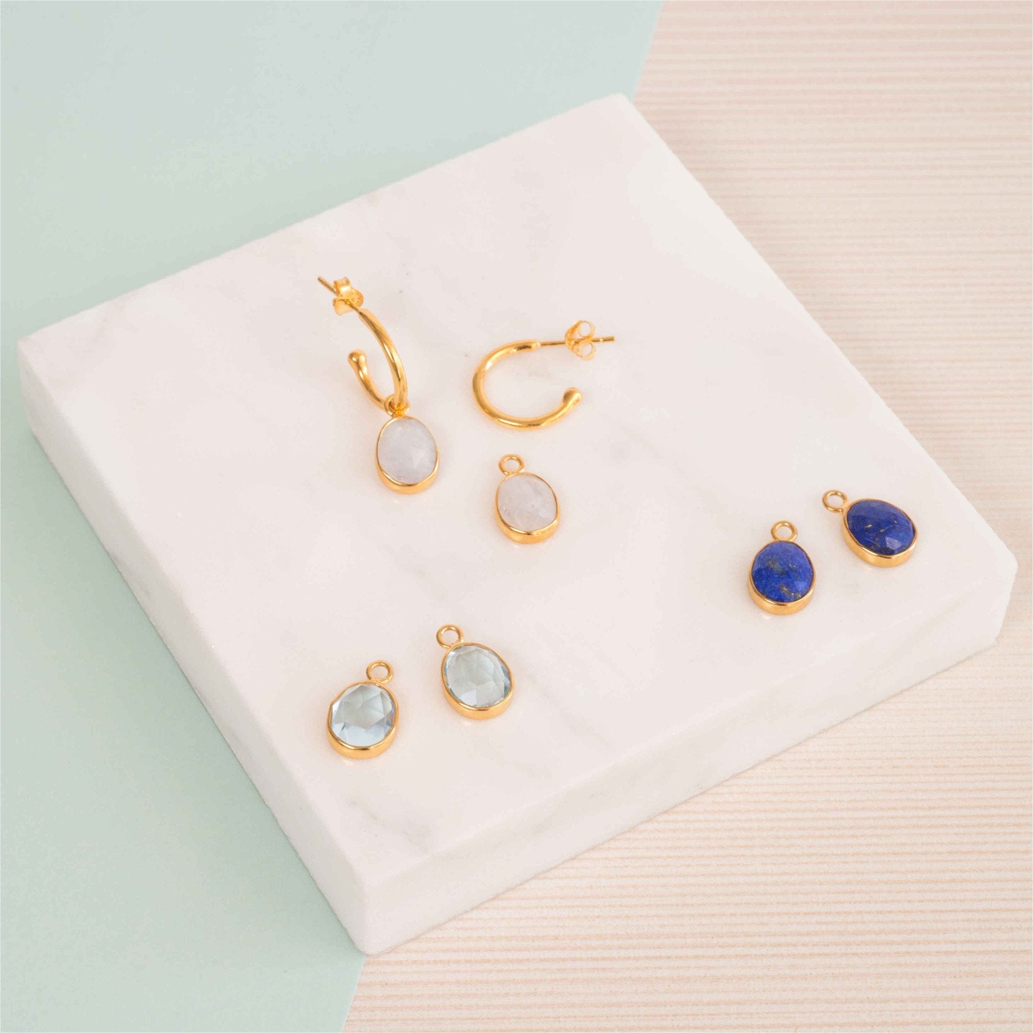Gold Hoop and Moonstone Interchangeable Earrings | Auree Jewellery