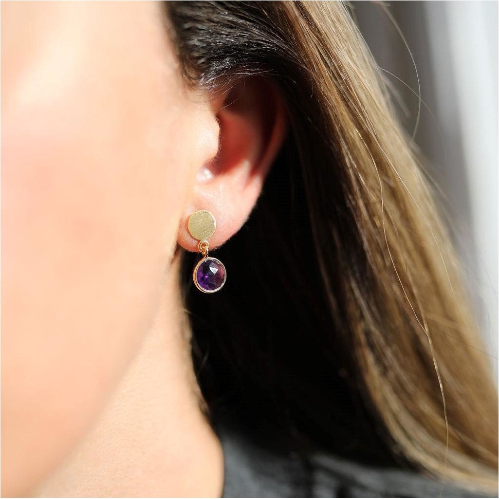 Amethyst Drop Earrings | 18ct Yellow Gold Vermeil | Auree Jewellery