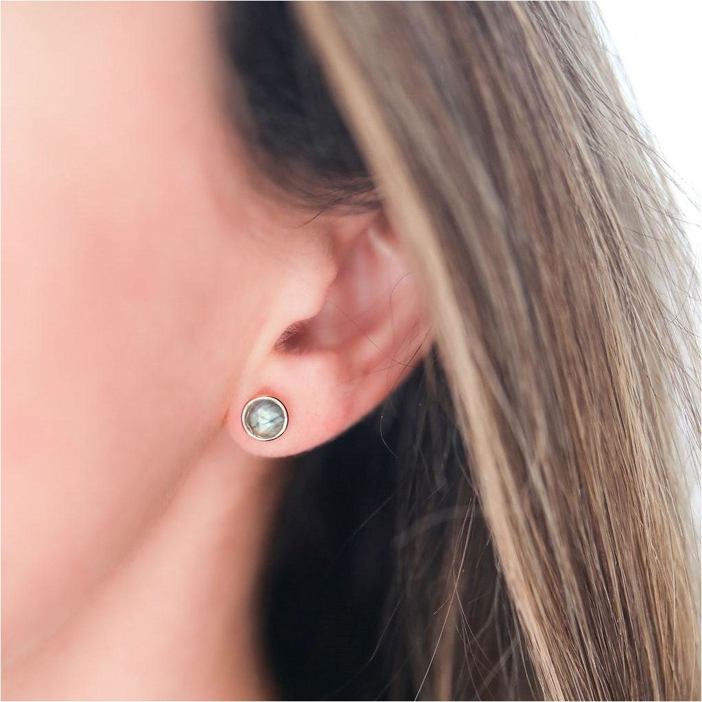 Labradorite Stud Earrings | Gold Vermeil | Auree Jewellery