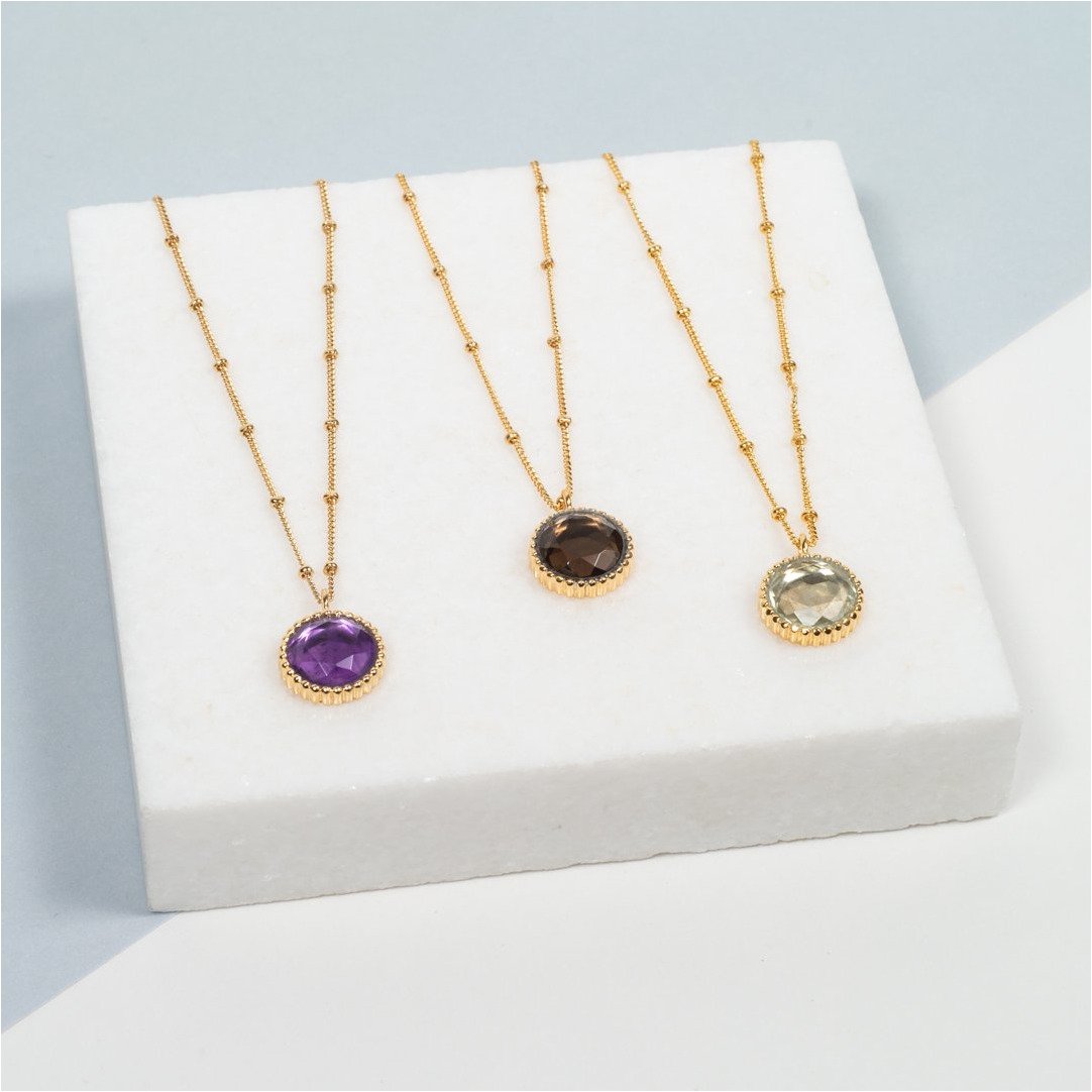 Barca August Birthstone Necklace Green Amethyst - Auree Jewellery