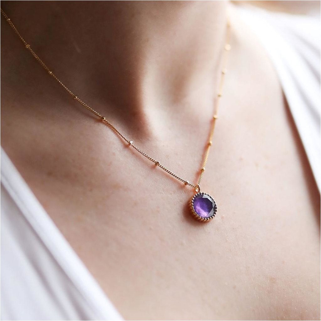 Barcelona February Birthstone Necklace Amethyst | Auree Jewellery