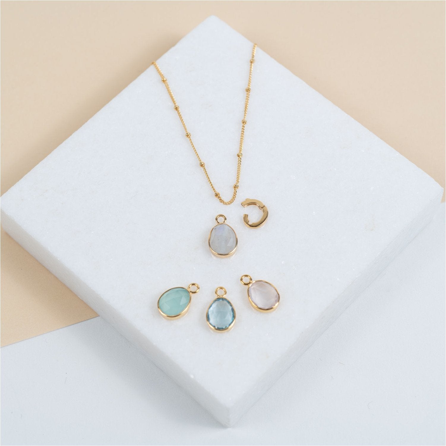 Manhattan Interchangeable Gemstone Pendant Loop | Gold Vermeil | Auree ...