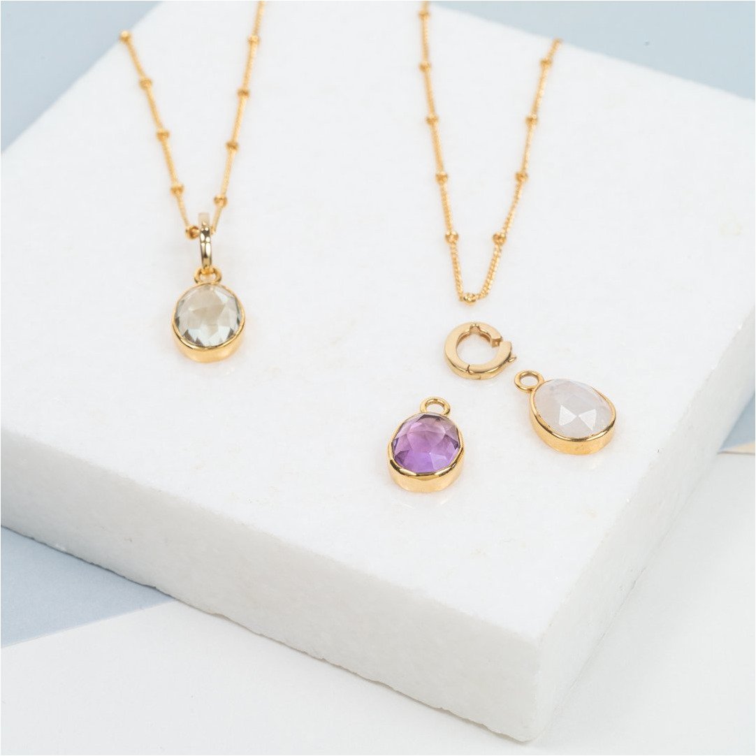 Manhattan Interchangeable Gemstone Pendant Loop | Gold Vermeil | Auree ...