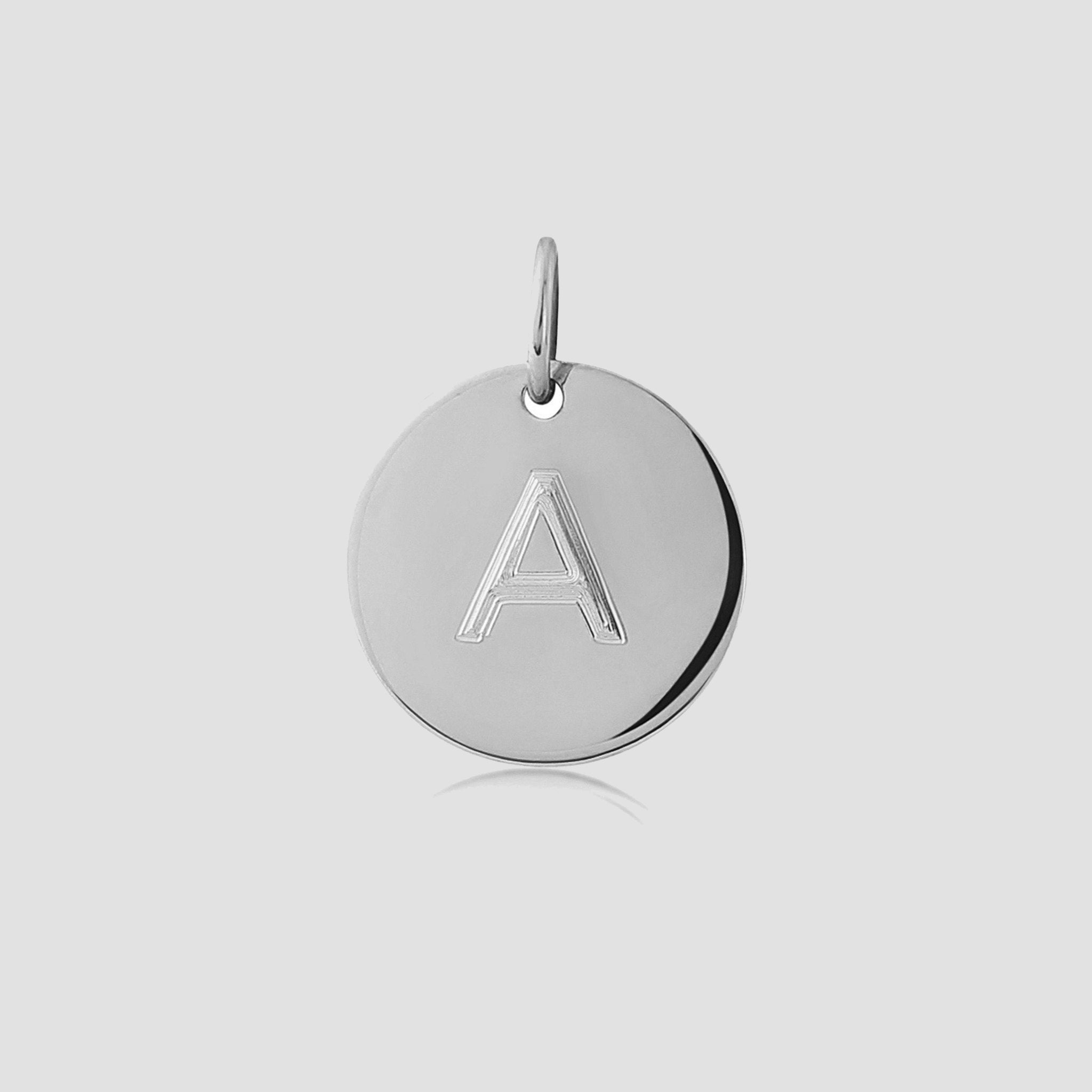 Sterling Silver Small 12mm Disc Initial Pendant | Sterling Silver ...