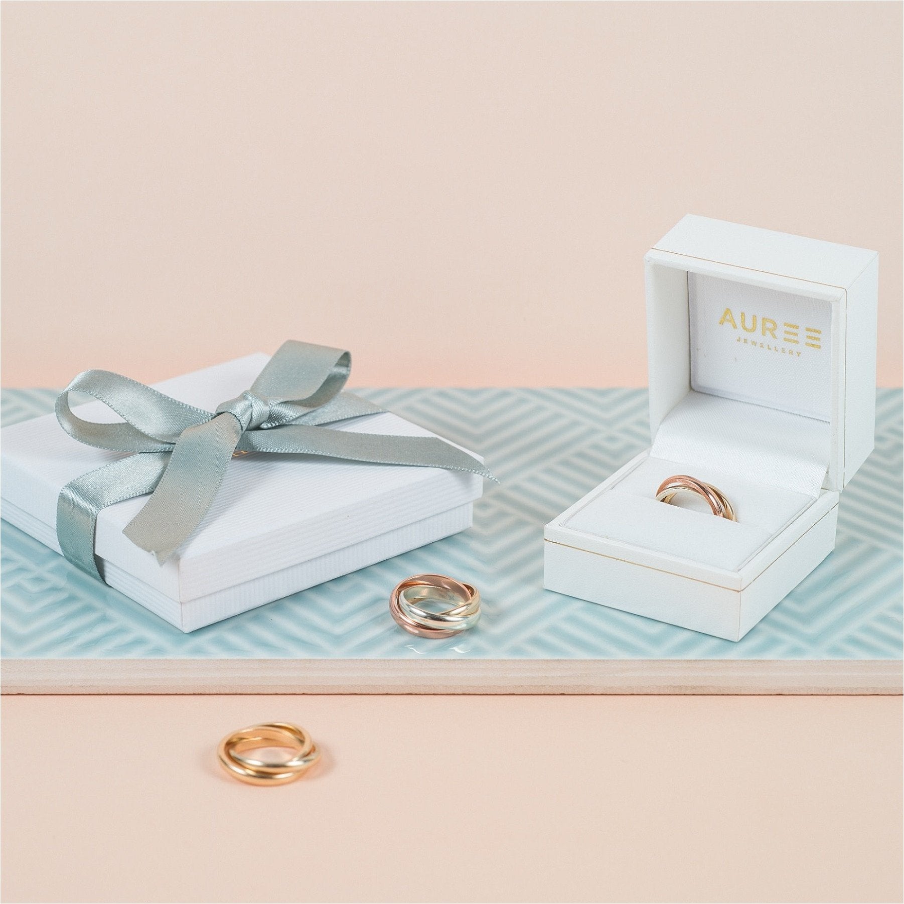 Russian Wedding Ring, 9ct Three Colour Gold, 4mm | Auree Jewellery